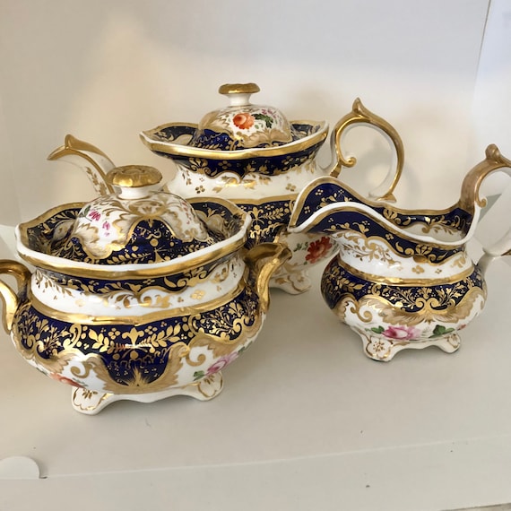 Antique Tea Service Rococo Hand Painted Botanical - Etsy