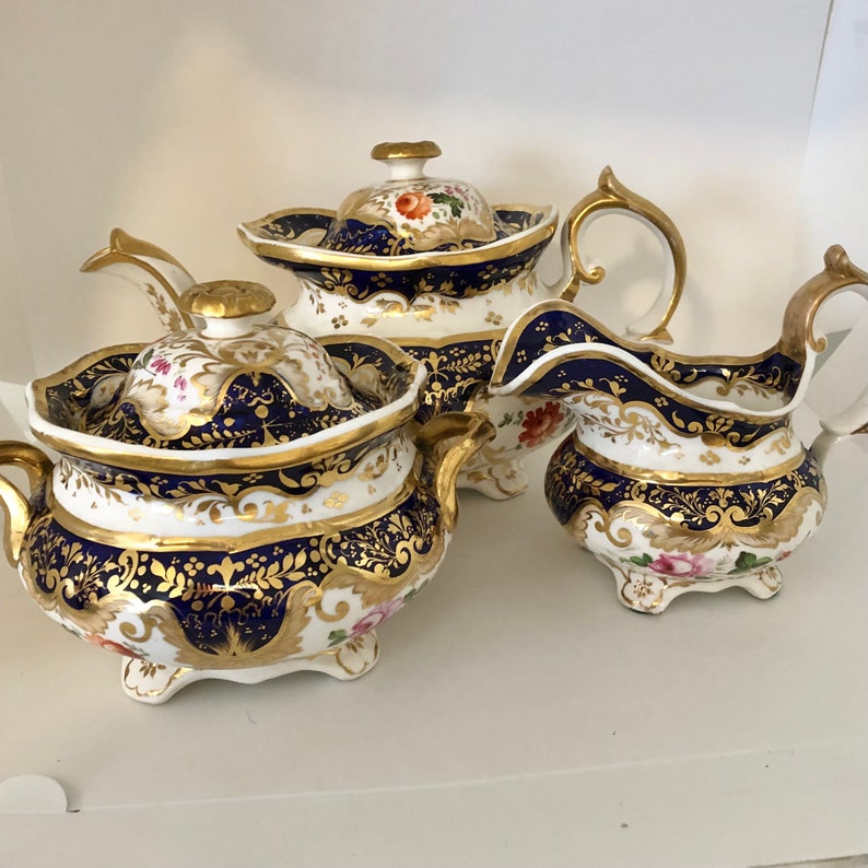 Antique Tea Service Rococo Hand Painted Botanical - Etsy