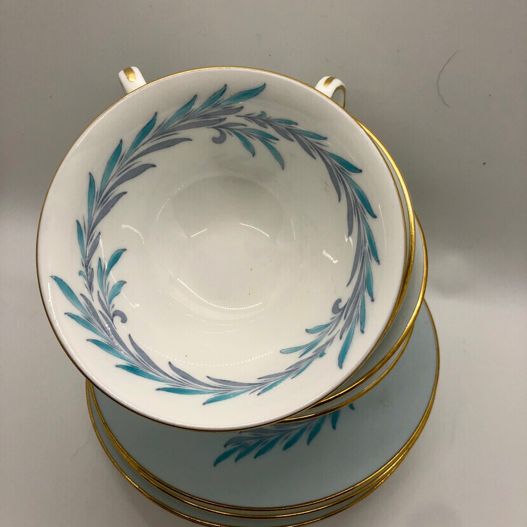 Minton, Teacup and Saucer, Vintage , Turquoise and Blue , Gold Rims ...