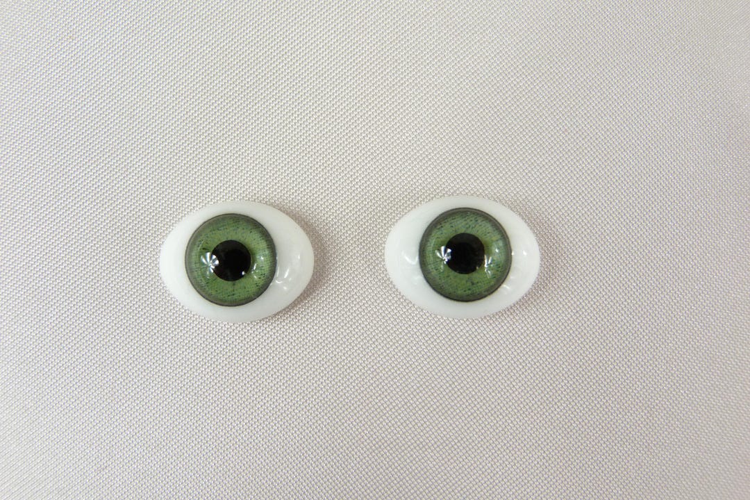 14 Mm Realistic Light Green Glass Eyes Oval Flat Back Paperweight for ...