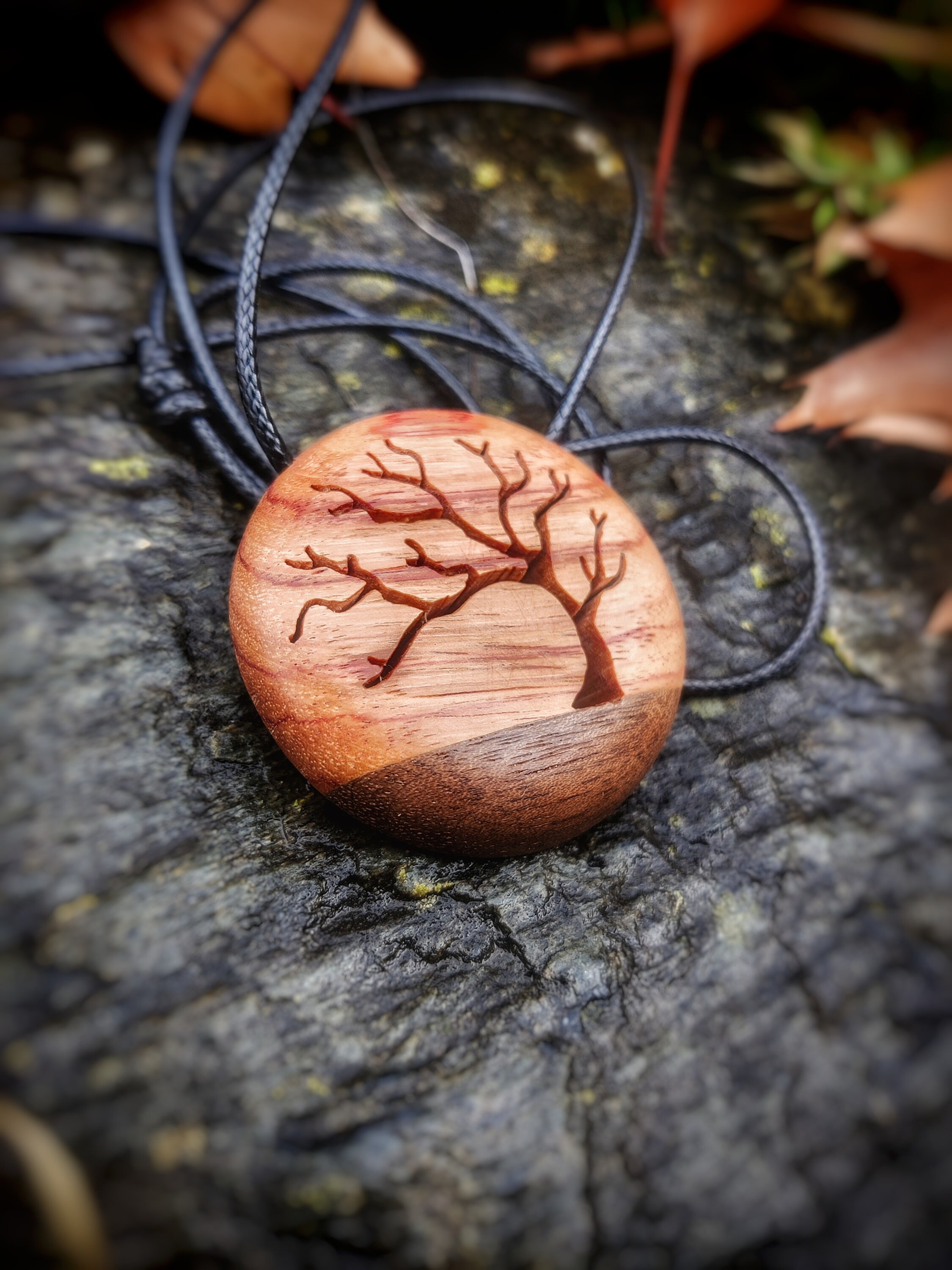 Autumn Tree of Life Tree of Life Amulet Pendant Necklace Rosewood Wood ...