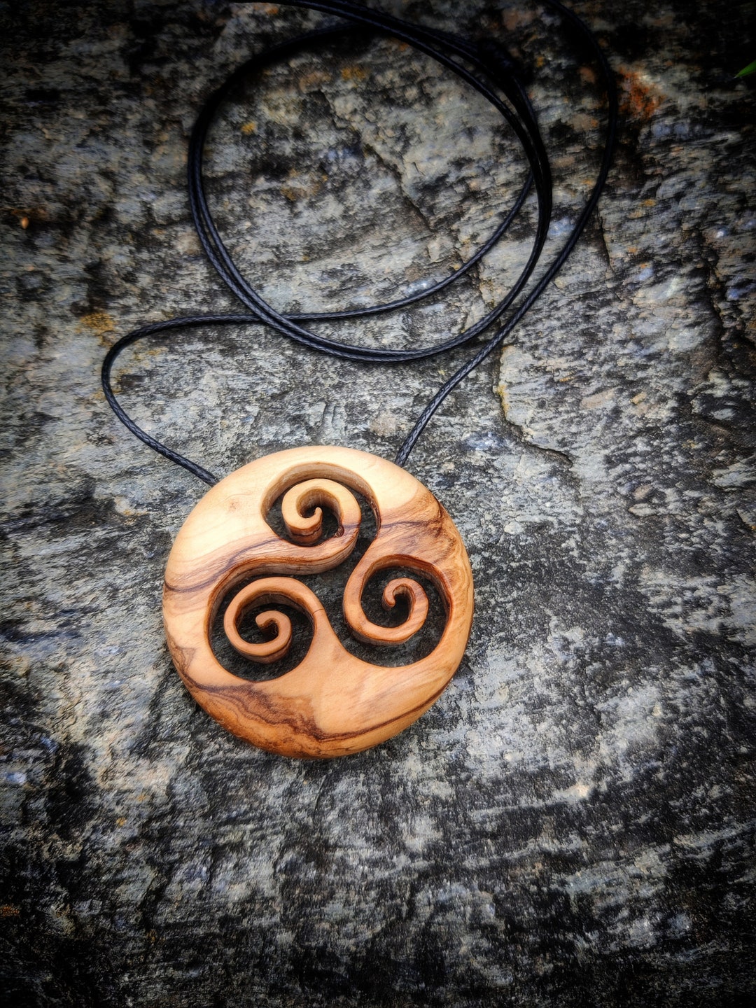 Celtic Olive Wood Triskell Triskell Amulet Pendant Necklace Pendant - Etsy