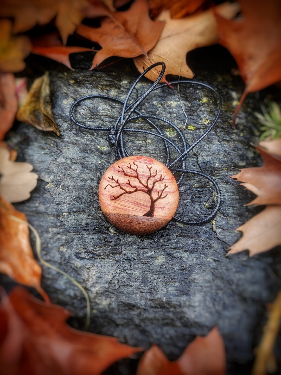 Autumn Tree of Life Tree of Life Amulet Pendant Necklace Rosewood Wood ...