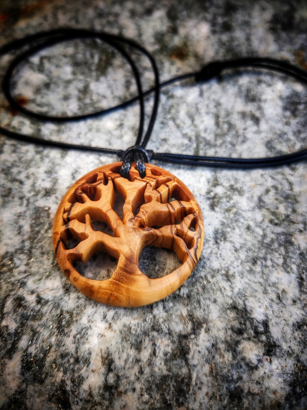 Pendant Necklace Amulet Tree of Life Symbol Olive Wood Handmade Celtic ...