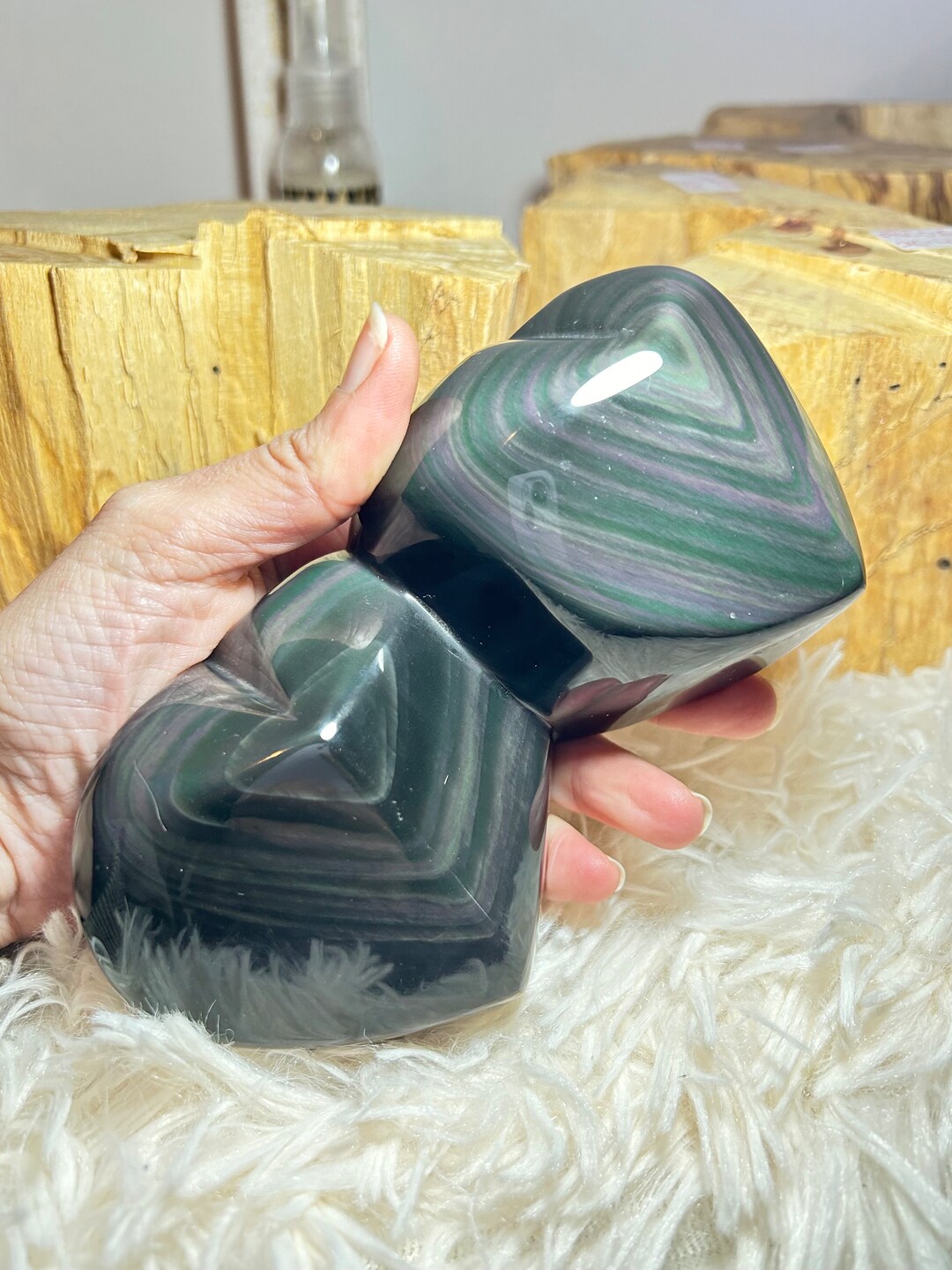 Rainbow Obsidian, Heart Obsidian.rocks and Geodes. Home Decor. - Etsy