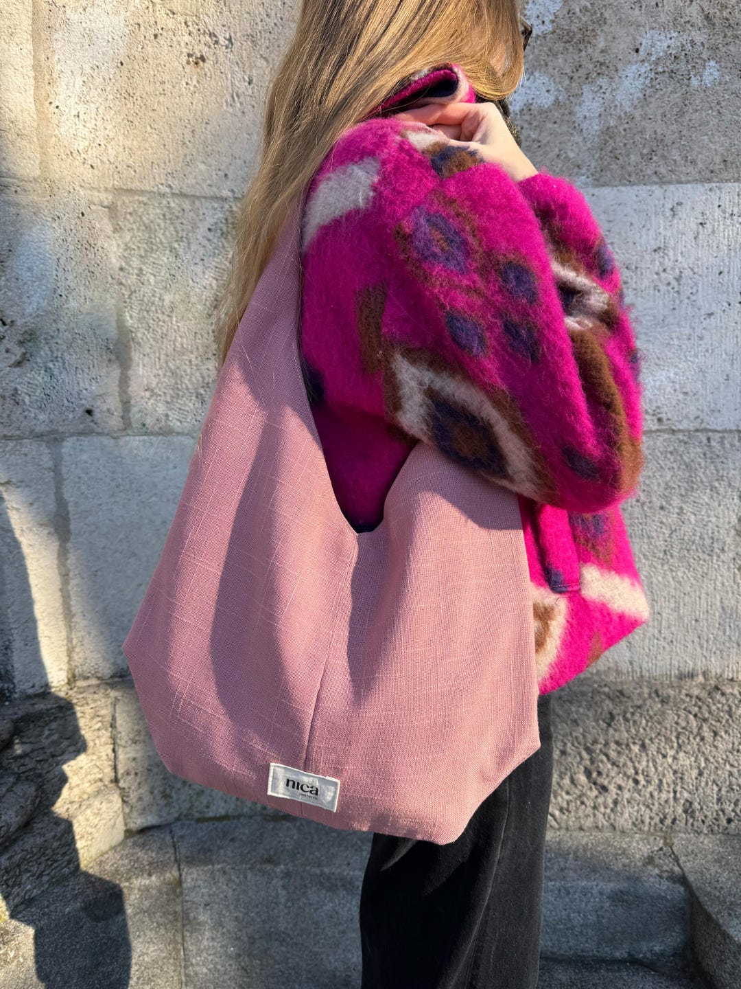 Begonia Bag - Pink, Gray & Checkered | Shoulder Bag | Everyday Bag ...