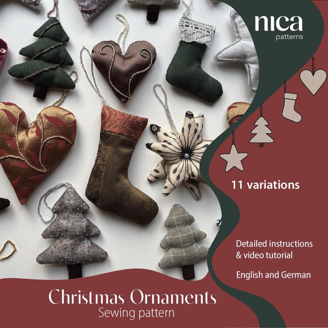 PDF Sewing Pattern - Christmas Ornaments | Beginner Friendly | 11 ...