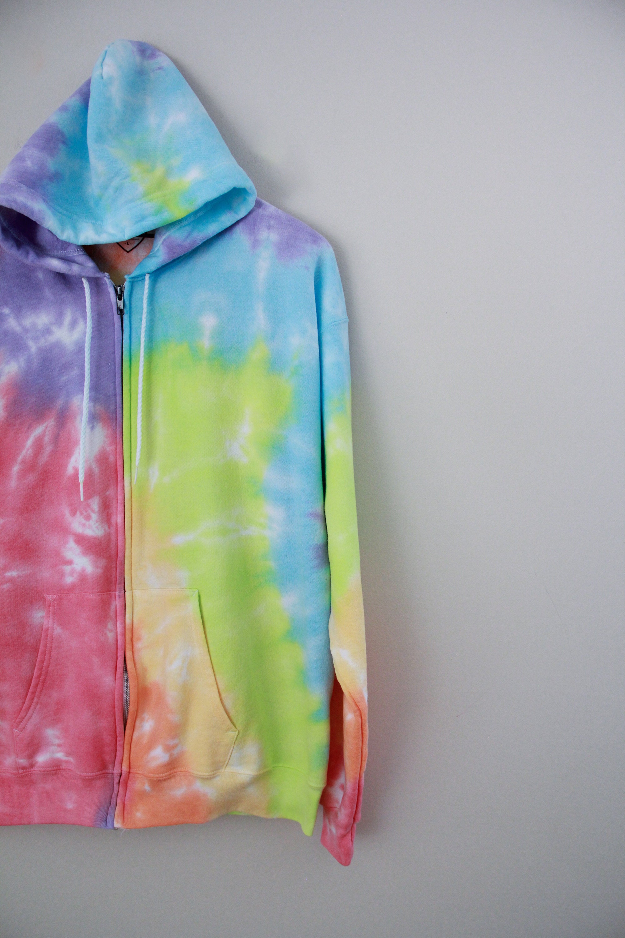 Rainbow Swirl 3 Tie Dye Zip Up Hoodie Rainbow Tie Dye Etsy
