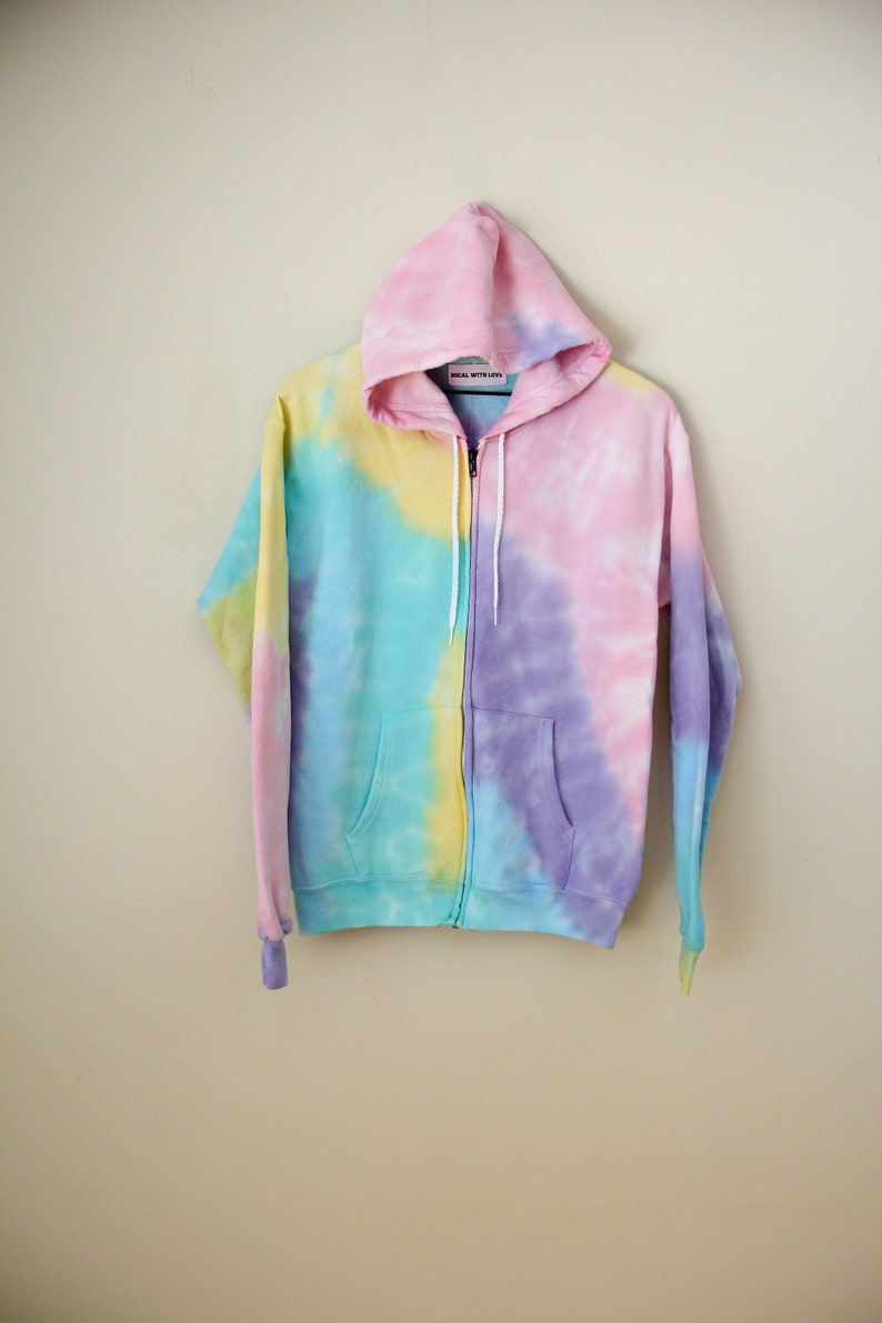 Socal Pastel 3 Tie Dye Zip Up Hoodie Pastel Tie Dye Zip Etsy