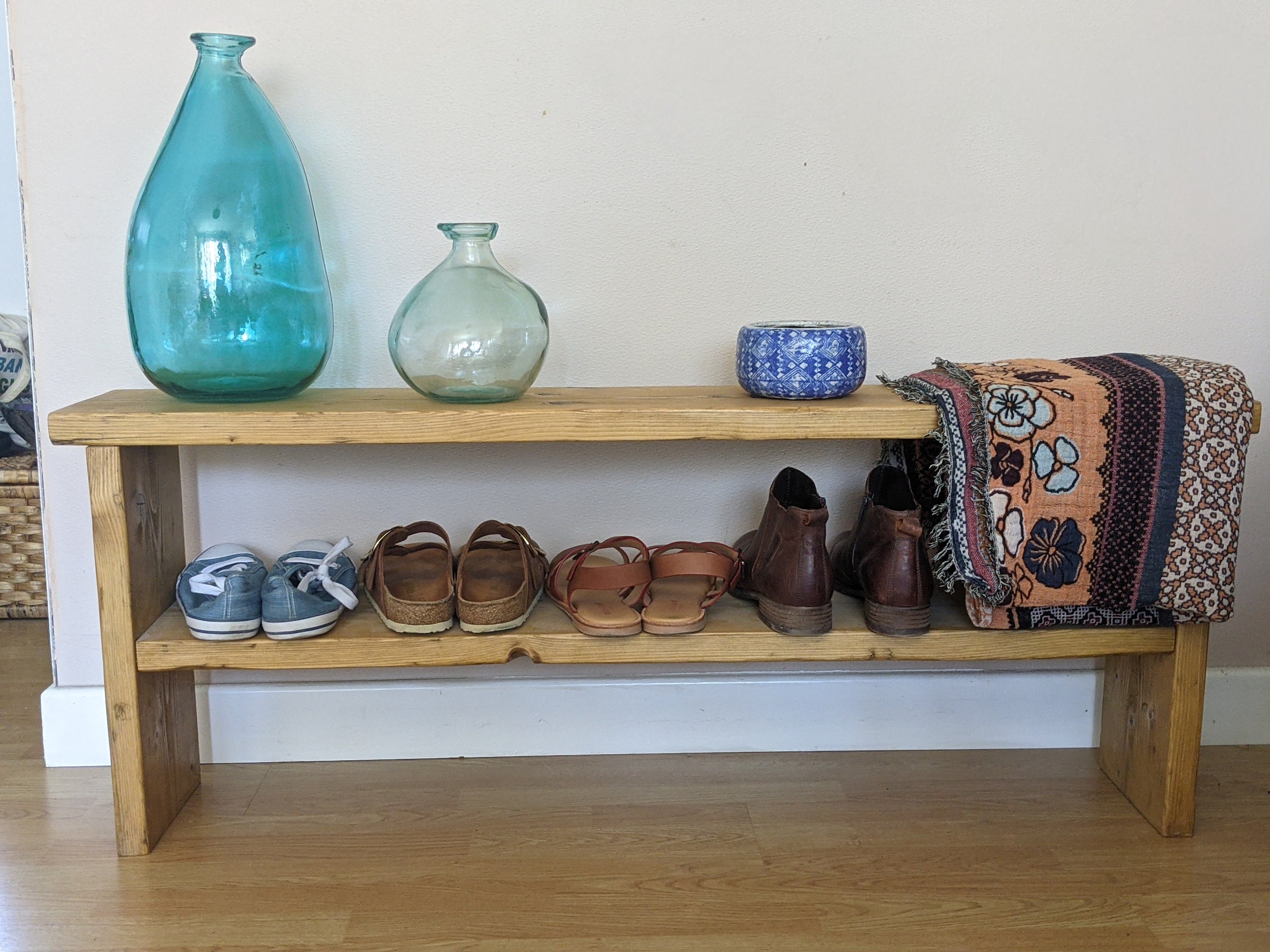 Hand-crafted Rustic Reclaimed Wooden Shoe Rack Rustic Shoe | Etsy UK