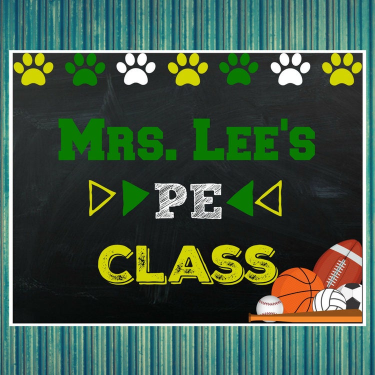 Teacher Chalkboard Sign: Custom Teacher PE Class Sign for School ...