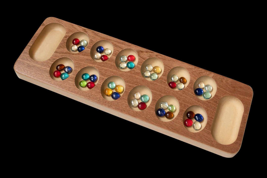 Mancala Wooden Board Game, Handcrafted Classic Family Game, Timeless ...