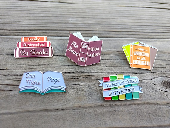 Book Enamel Pin Set 5 Lapel Pins Reading Hat Pins - Etsy