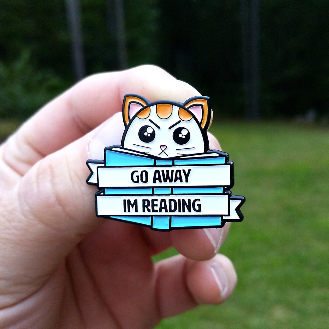 Book Enamel Pin - Go Away Im Reading Enamel Pin - Book Worm Lapel Pin ...