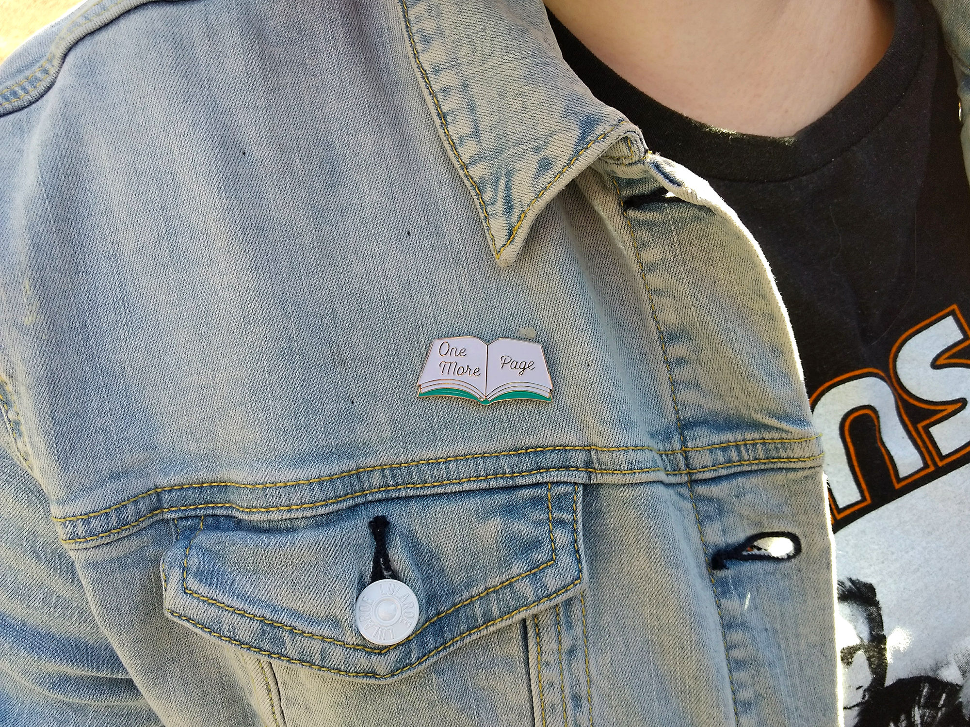 Book enamel pin book pin One more page lapel pin reading | Etsy