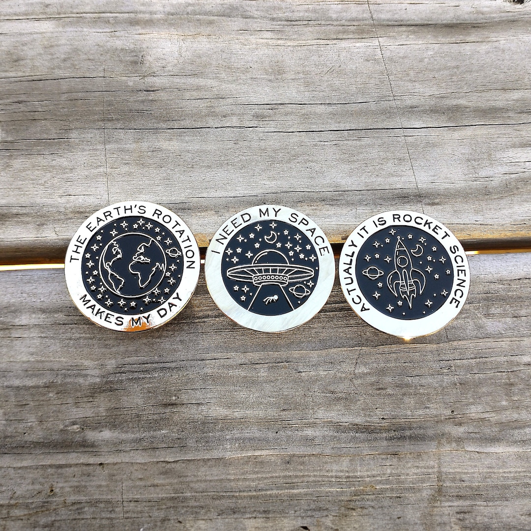 Science Enamel Pin Set | Space Pin Set | Earths Rotation Makes My Day ...