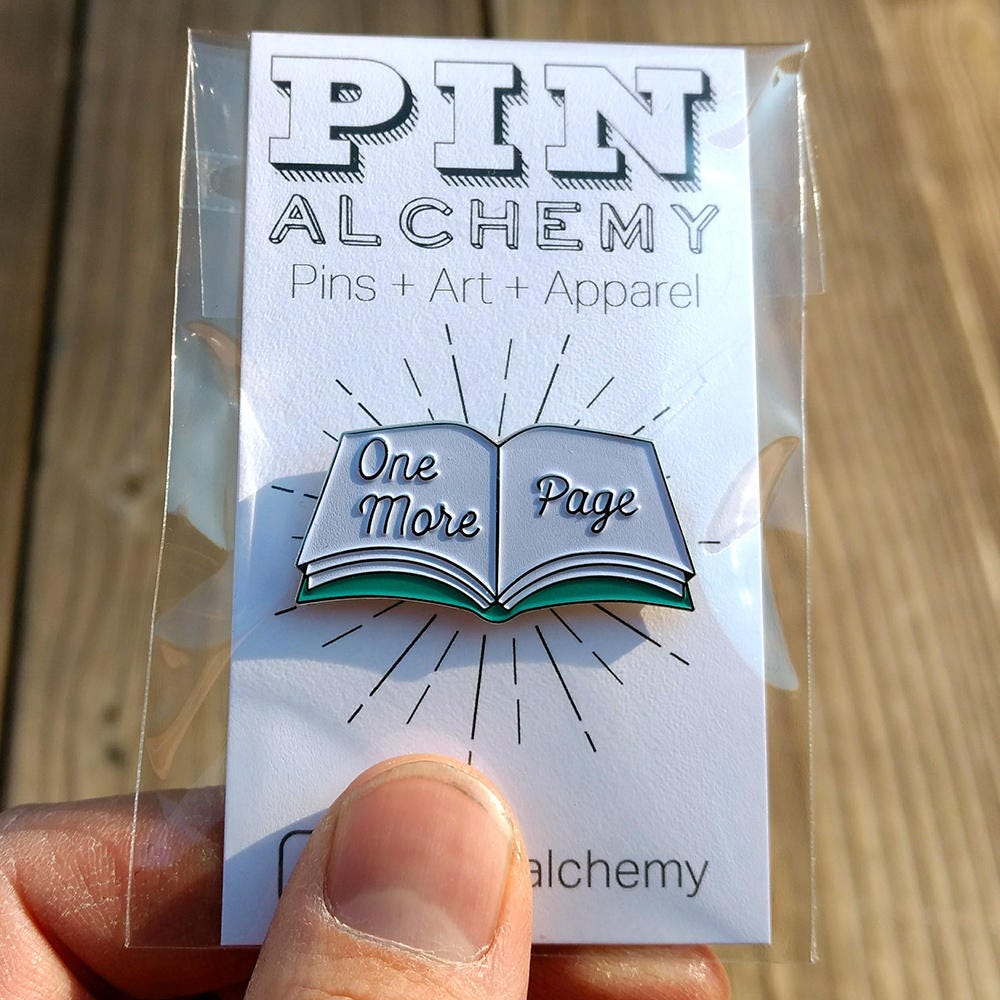 Book Enamel Pin Book Pin One More Page Lapel Pin Reading - Etsy