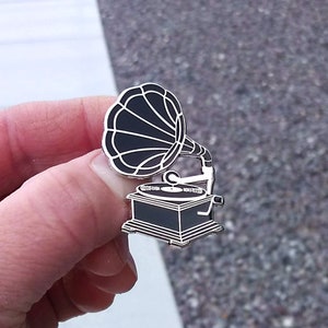 Phonograph Pin - Enamel Pin- Retro Music Pin - Lapel Pin - Gramophone ...