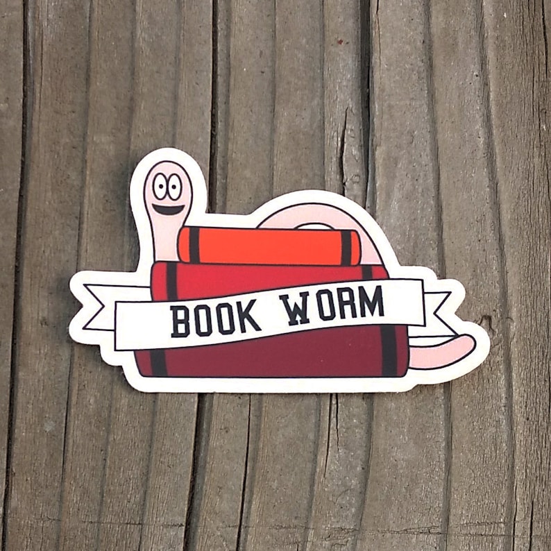 Vinyl Sticker Bookworm Sticker Vinyl Decal Laptop Decal | Etsy
