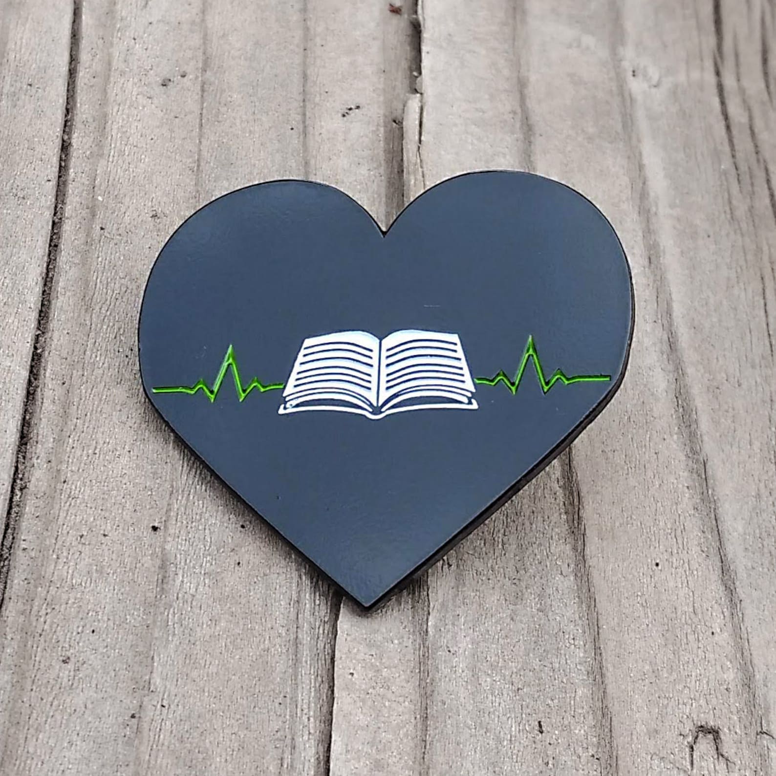 Book Pin Enamel Pin Heart Beat Reader Pin Lapel Pin | Etsy