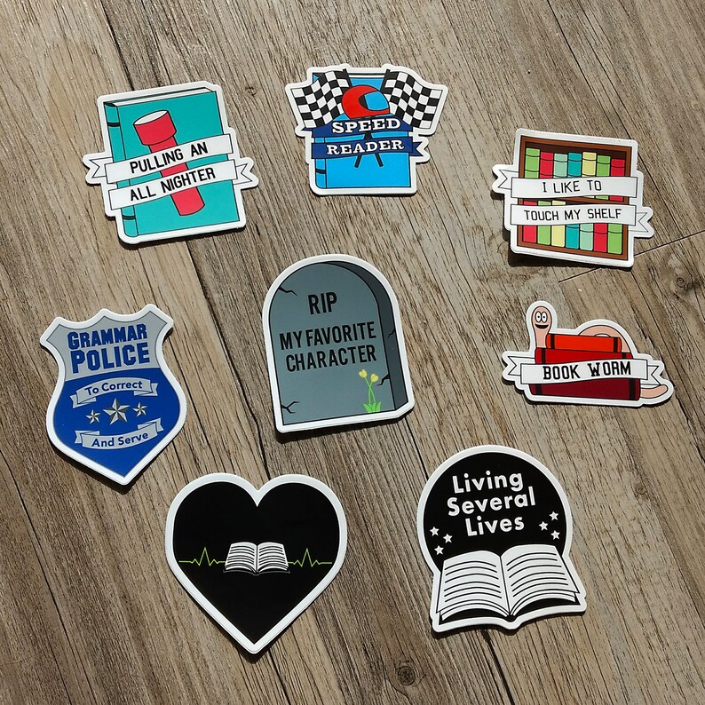 Vinyl Sticker Set 8 Book Stickers Decal Set Laptop | Etsy