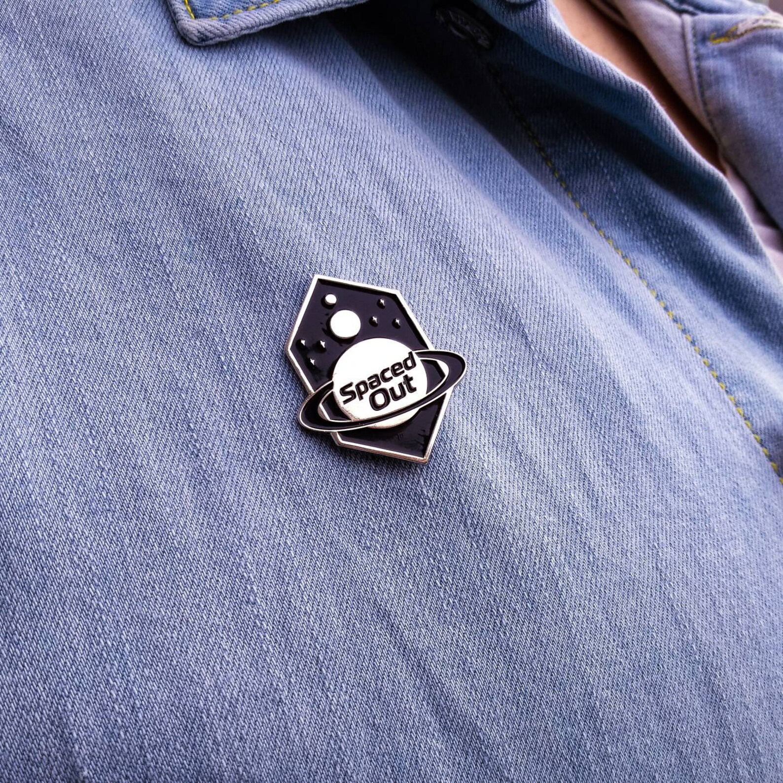 Spaced Out Enamel Pin Space Lapel Pin | Etsy