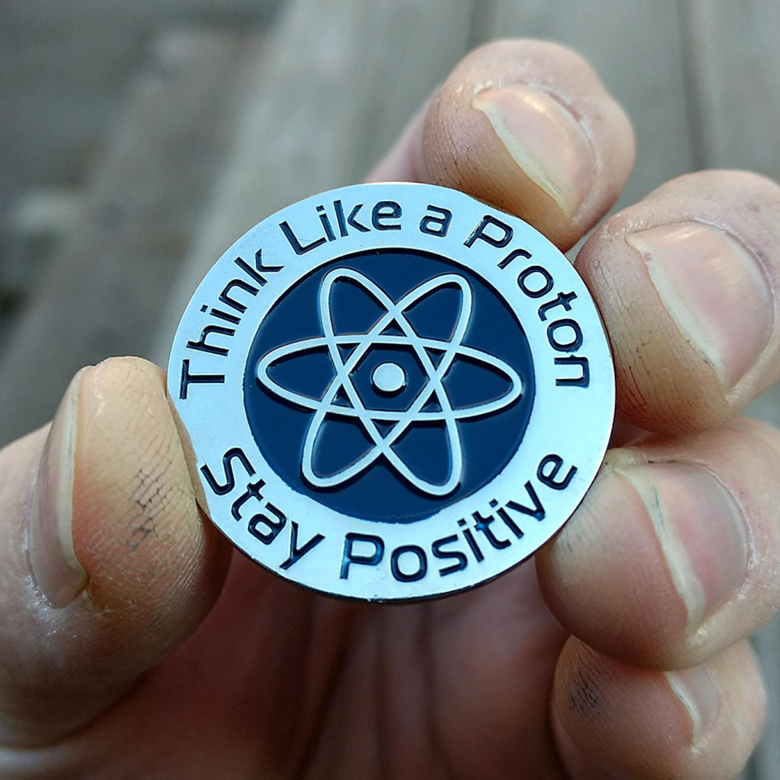 Enamel Pin Think Like a Proton Stay Positive | Science Lapel Pin ...