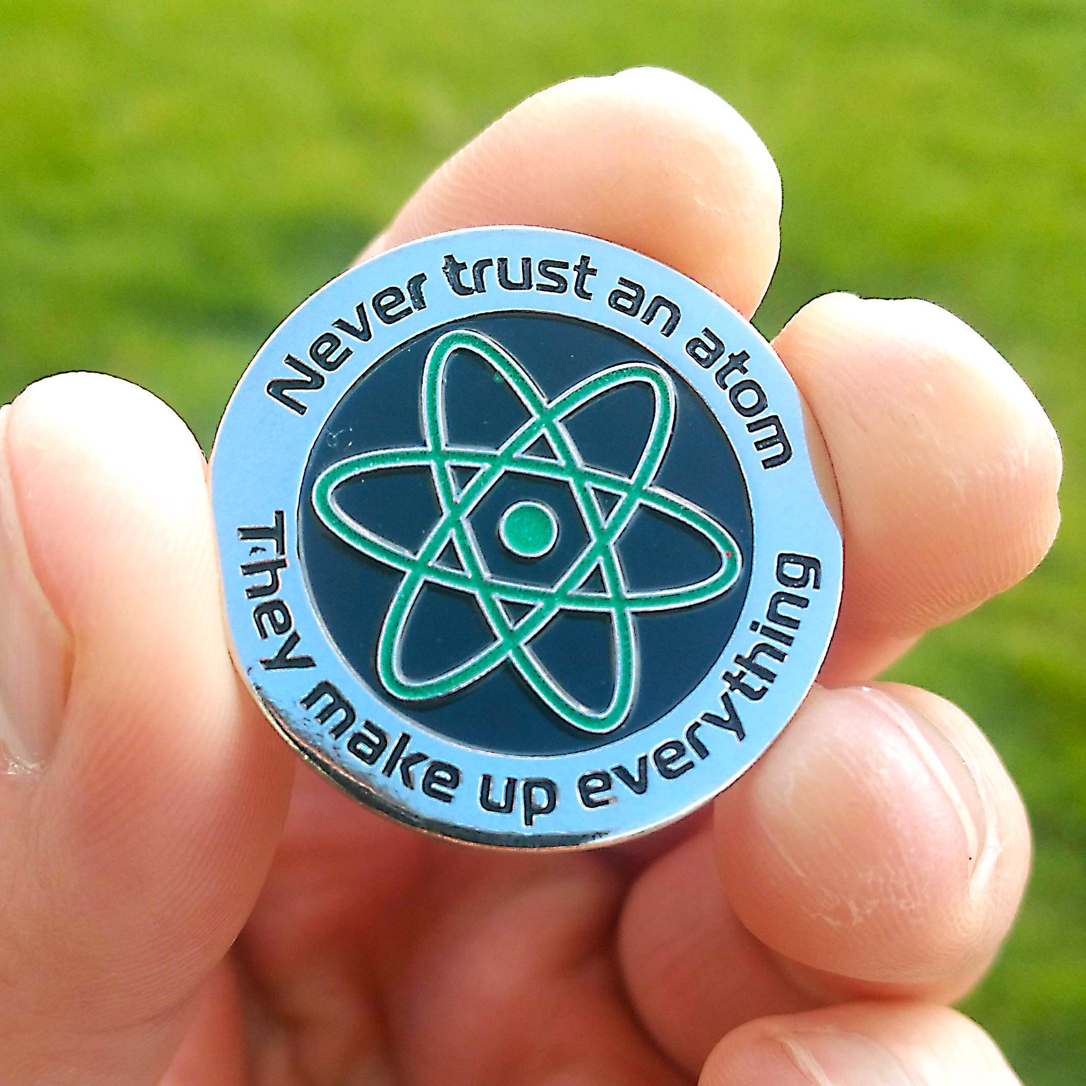 Science Enamel Pin Glow in the Dark Never Trust an Atom - Etsy