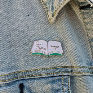 Book Enamel Pin - Book Pin - One More Page Lapel Pin - Reading Pin ...