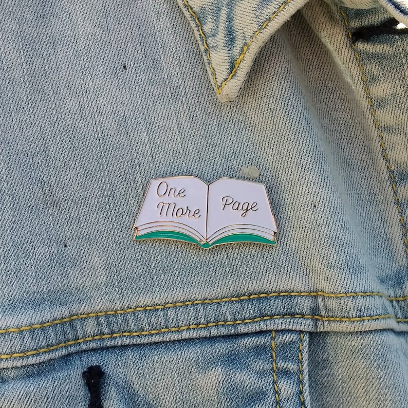 Book Enamel Pin Book Pin One More Page Lapel Pin Reading - Etsy