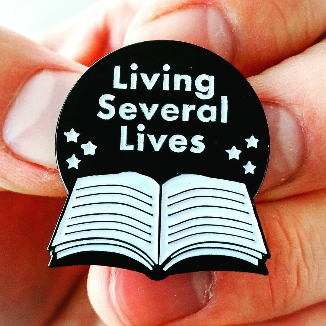 Book Enamel Pin - Book Pin - Living Several Lives Enamel Pin - Lapel ...