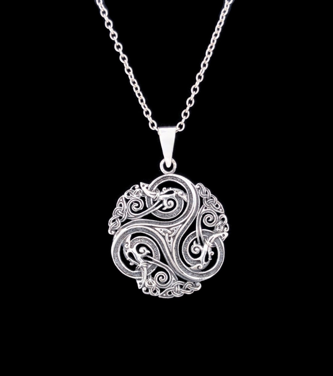 Celtic Triskelion Pendant, Irish Triple Spiral Symbol, Sterling Silver ...
