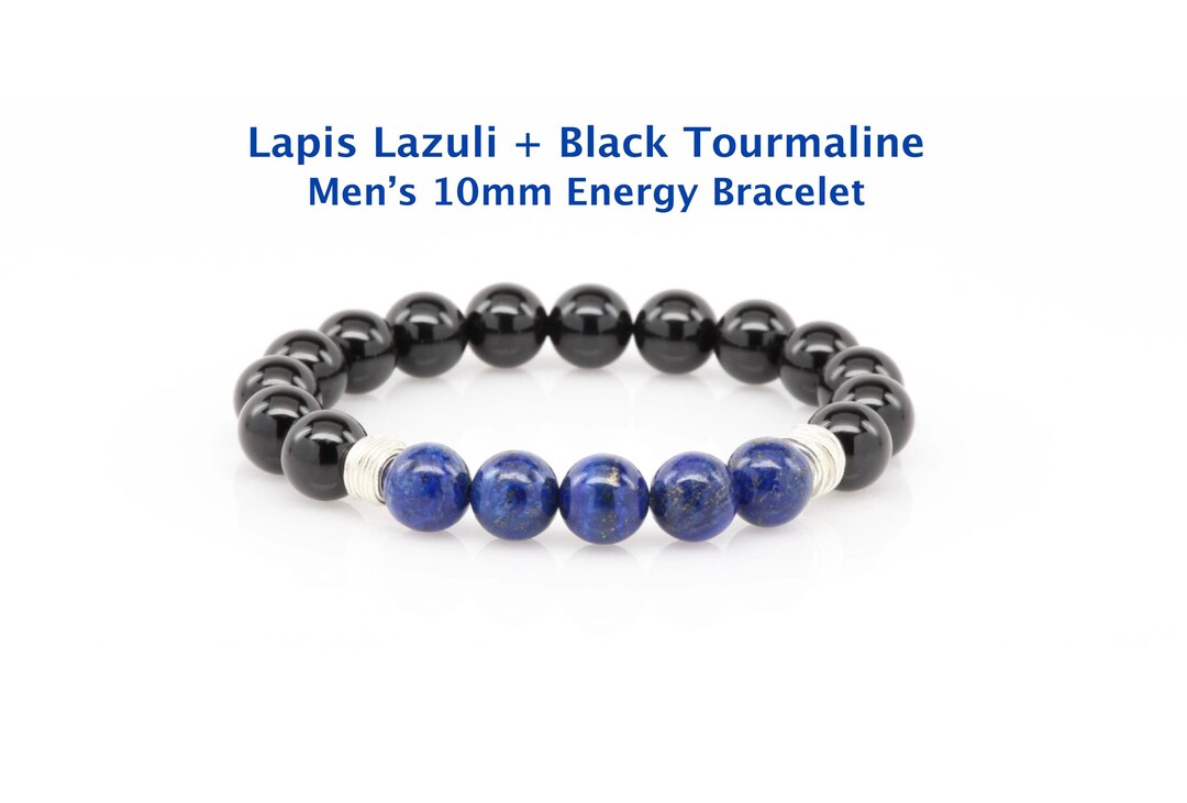 Men’s Lapis Lazuli & Black Tourmaline Bracelet | Wisdom, Protection ...