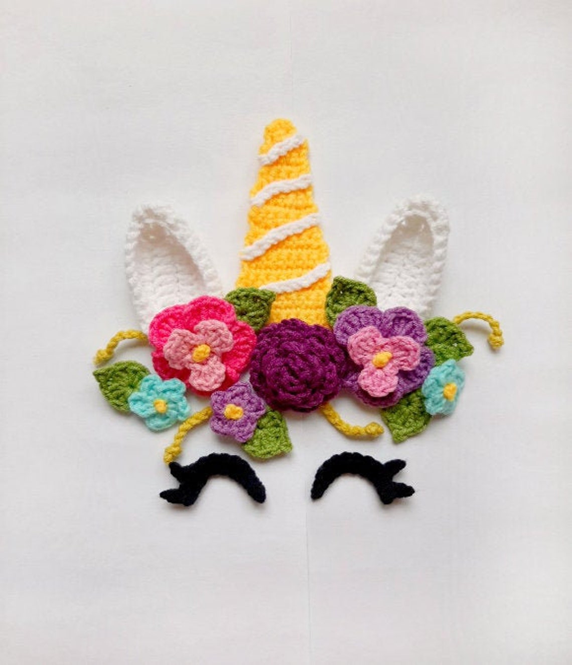 PATTERN Floral Unicorn Horn Applique Crochet Pattern PDF Baby | Etsy