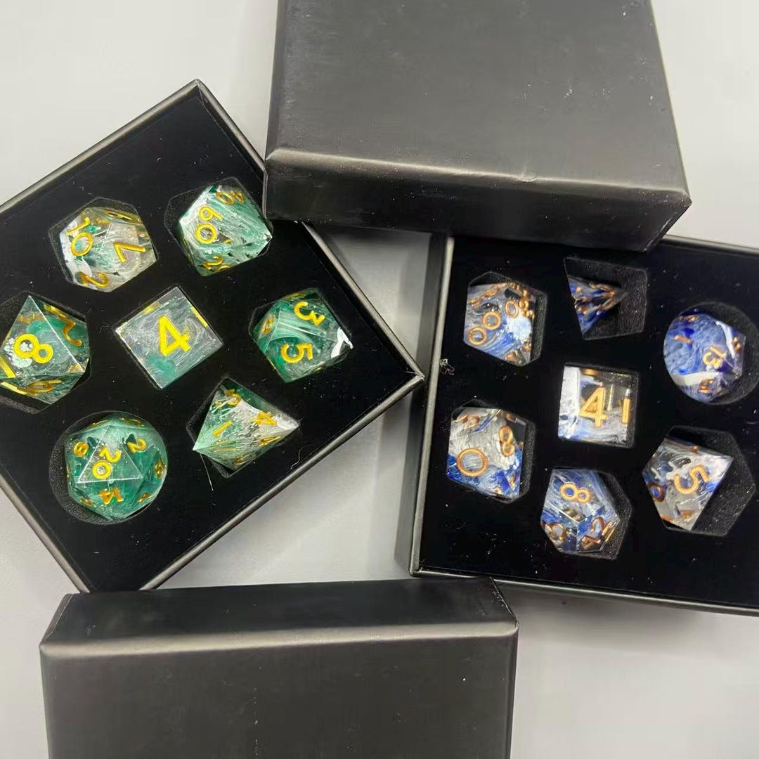 Ocean Dice Set for DND, Sharp Edge Resin Dice, Galaxy Dice, Sea Theme ...