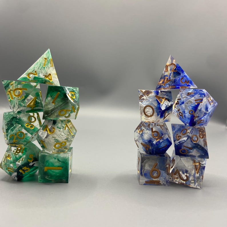 Ocean Dice Set for DND, Sharp Edge Resin Dice, Galaxy Dice, Sea Theme ...