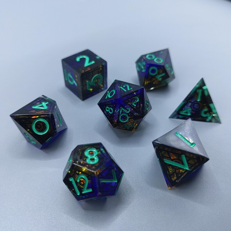 Sunset Cathedral Resin Dice Set, Stained Glass Window DND Dice, Gothic ...