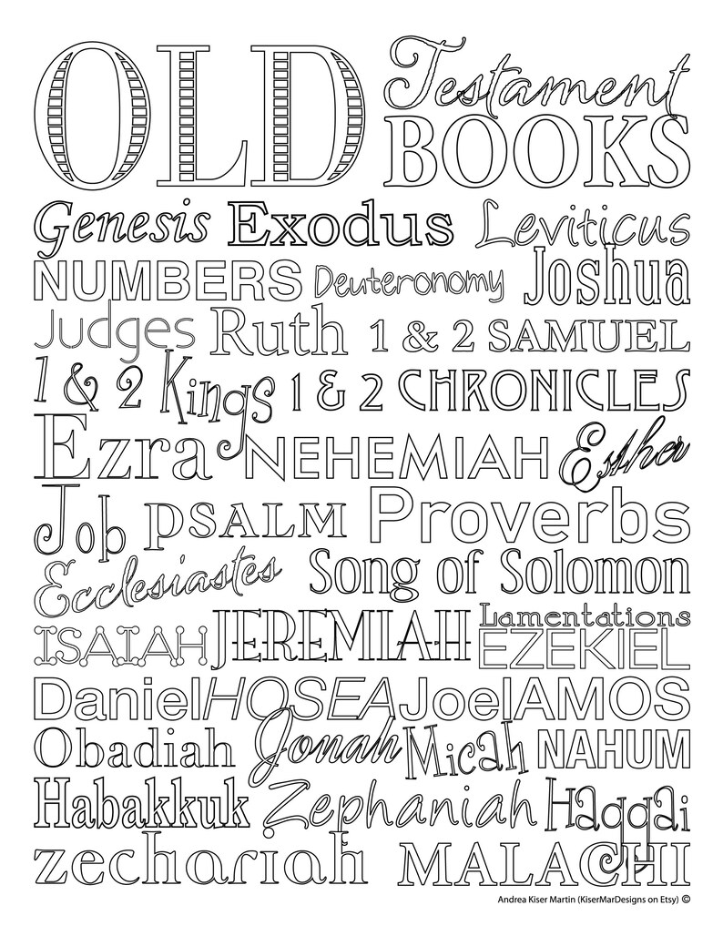 Old Testament Books of the Bible Coloring Printable for PERSONAL USE ...