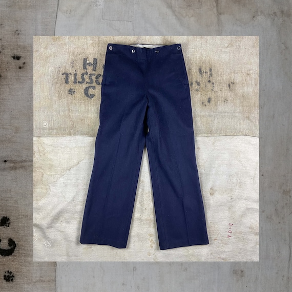 50s High Waist Marine Nationale Wool Pants - Gem