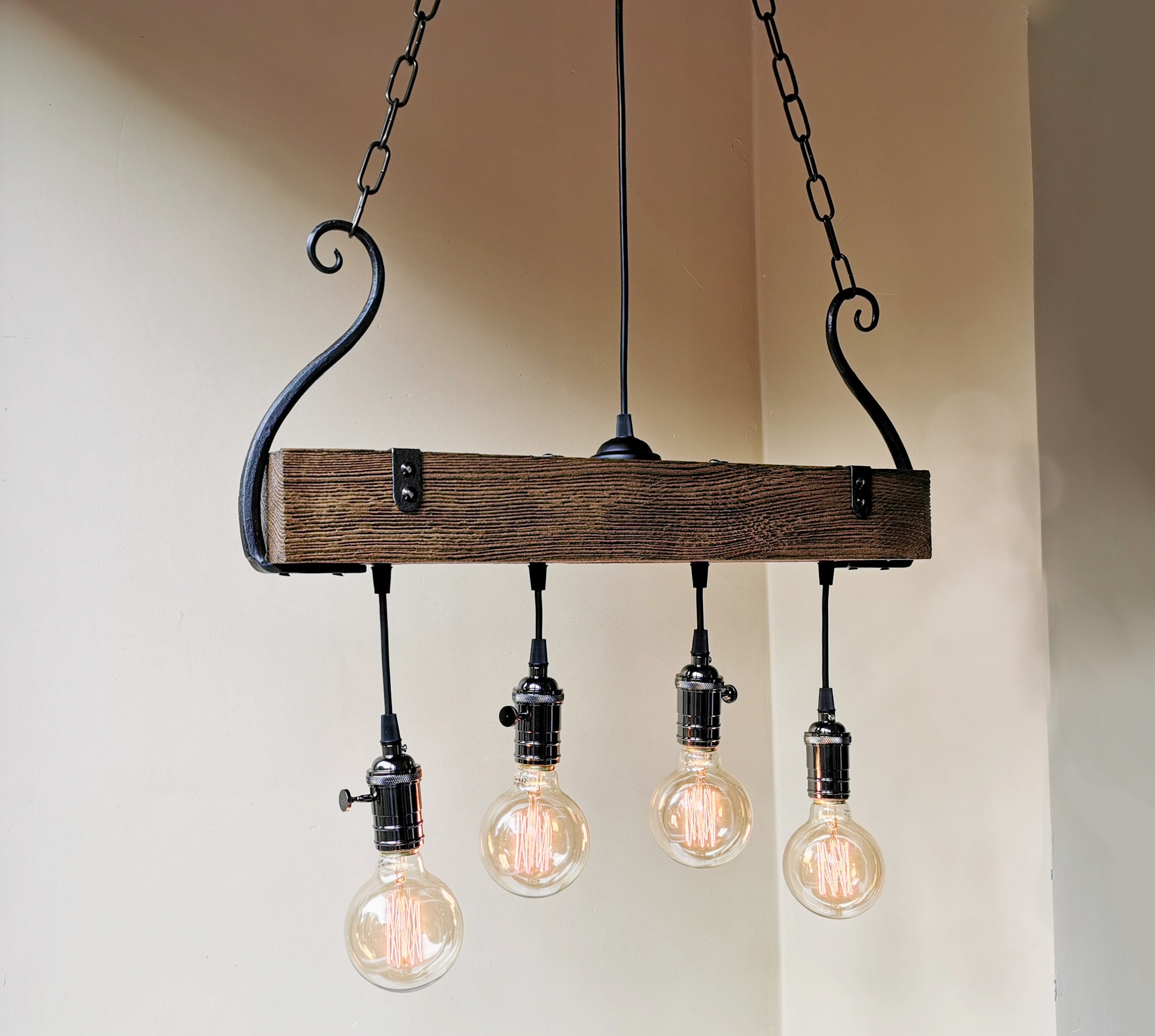 Rustic lighting - oak chandelier