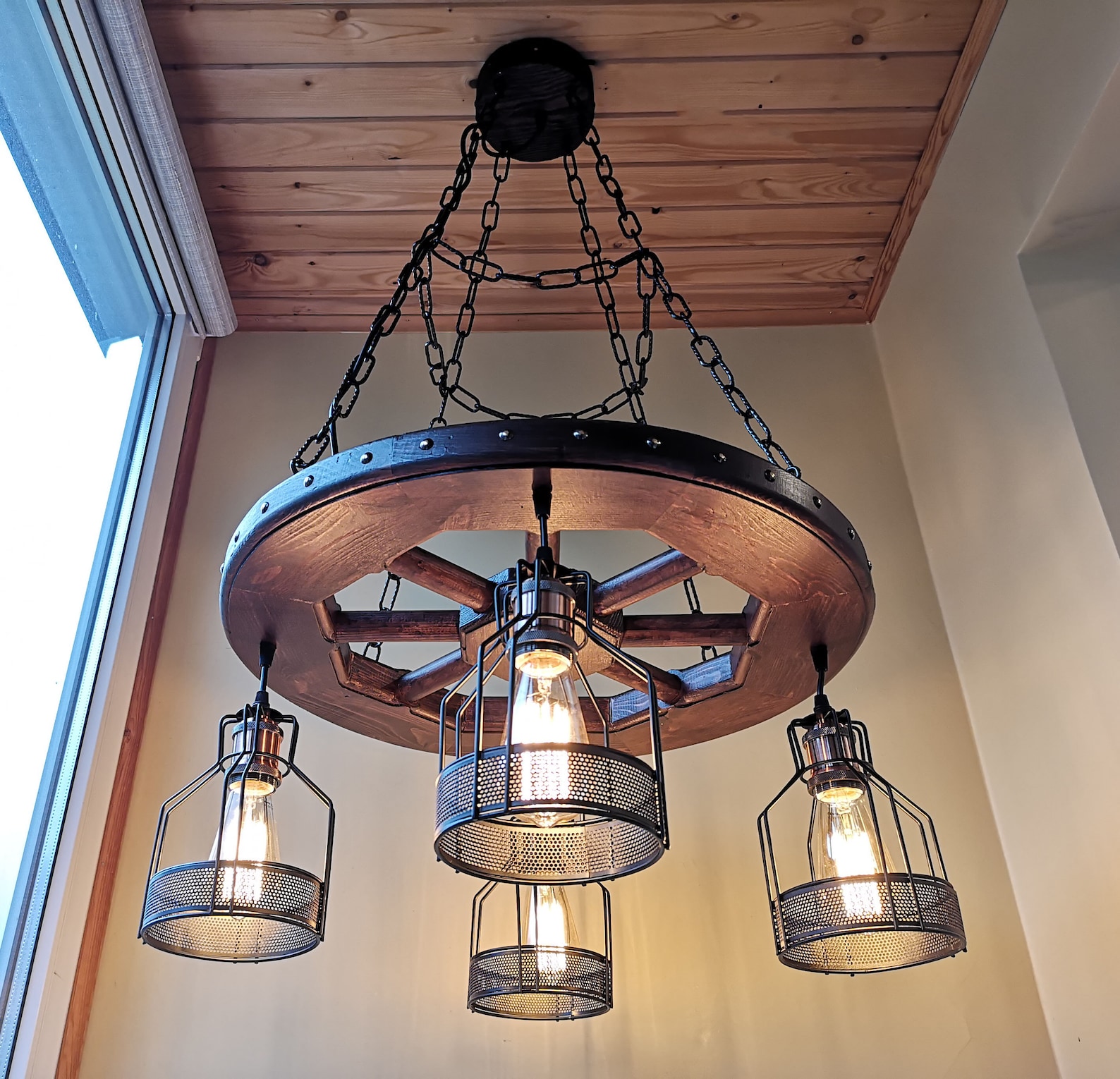 Wagon Wheel Chandelier Ceiling Light Industrial Chandelier - Etsy