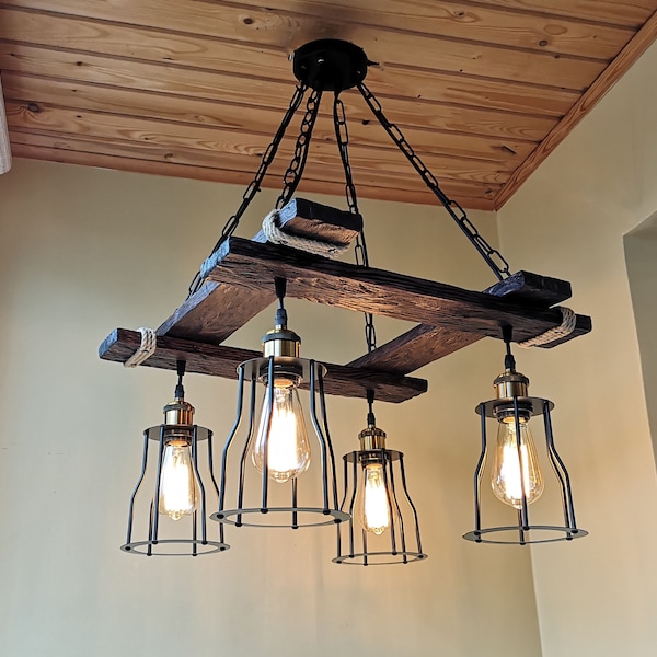 Rustic Wood Light Fixture - Etsy
