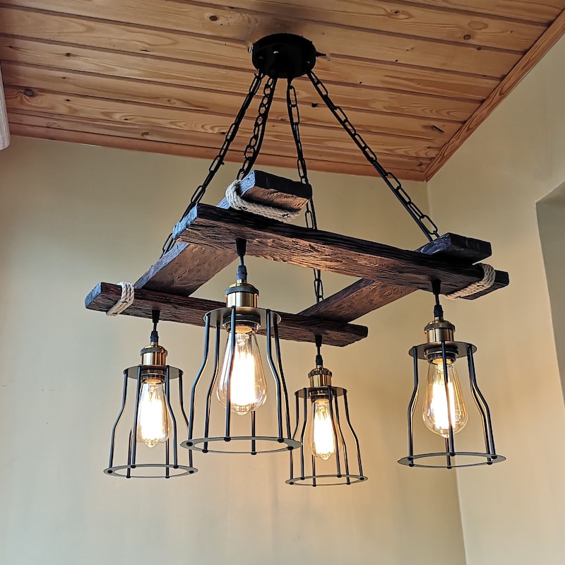 Rustic Wood Light Fixture - Etsy