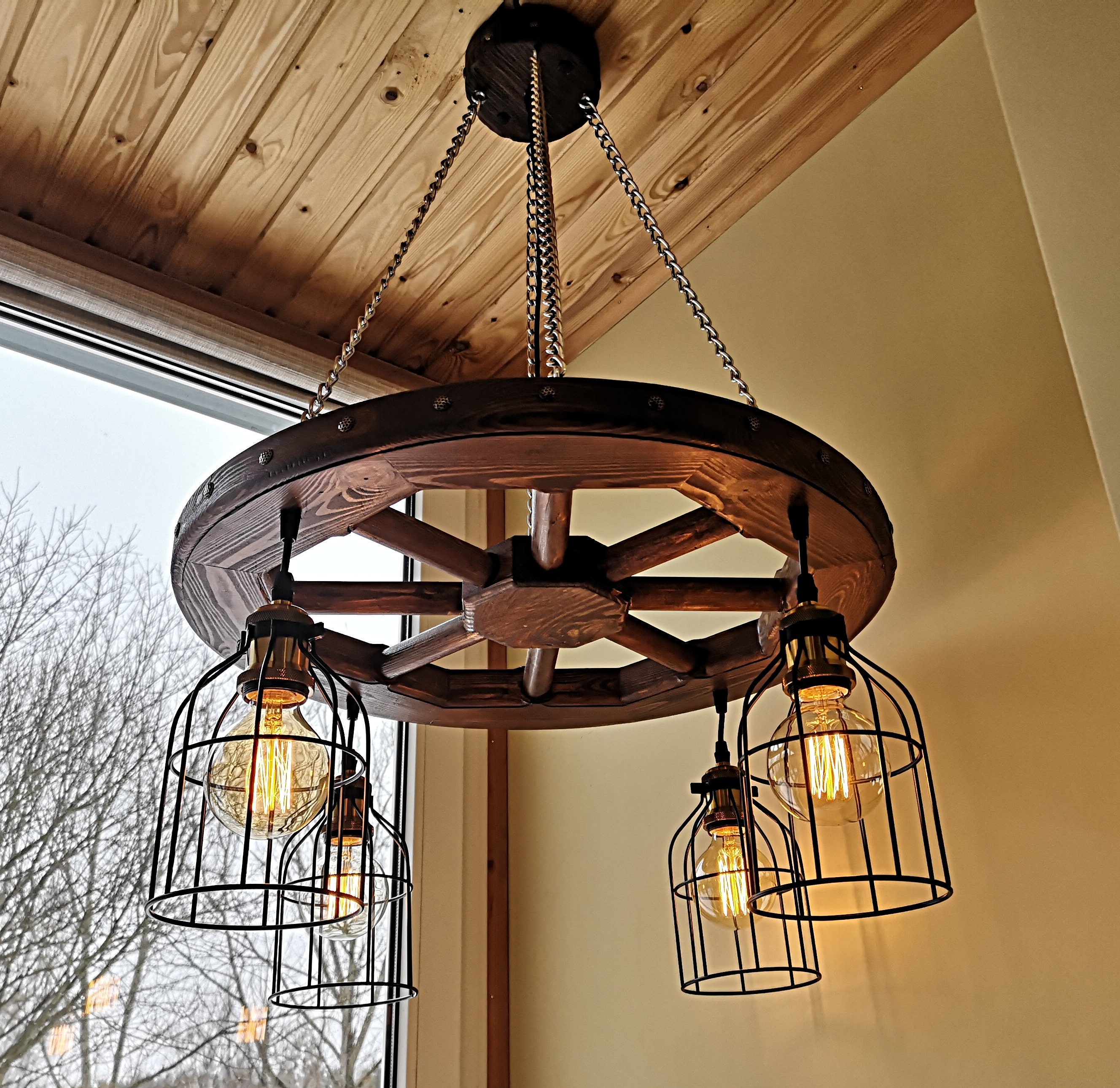 Rustic lighting wagon wheel chandelier