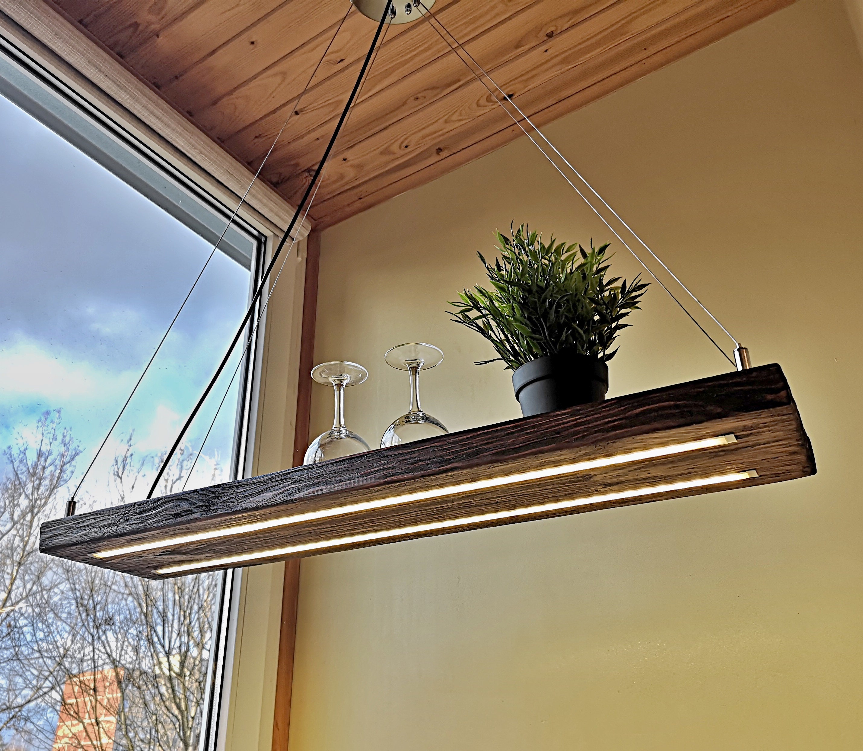 LED Wooden Light - Hanging Light - Rustic Lighting - Industrial Pendant ... LED Wooden Light - Hanging Light - Rustic Lighting - Industrial Pendant ...