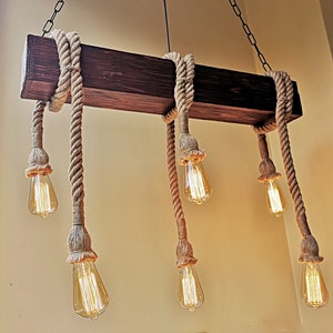 Rope Pendant Light Rope Light Beam Wood Ceiling Chandelier - Etsy