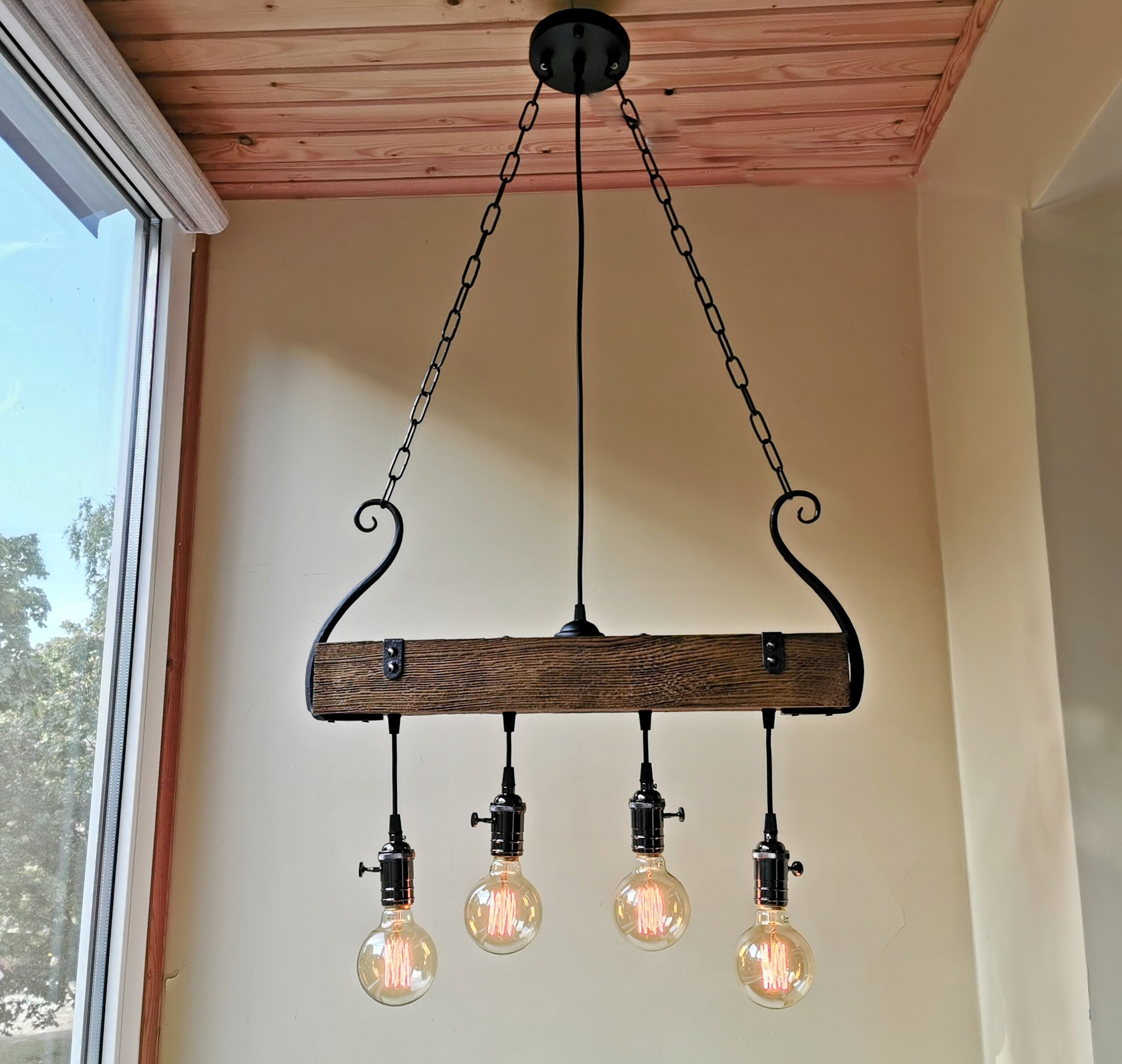 Rustic lighting - oak chandelier