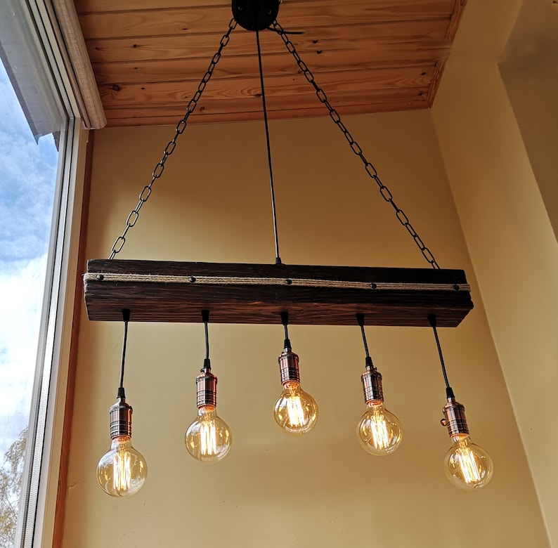 Wood Ceiling Light Fixture Wood Rustic Chandelier Pendant - Etsy