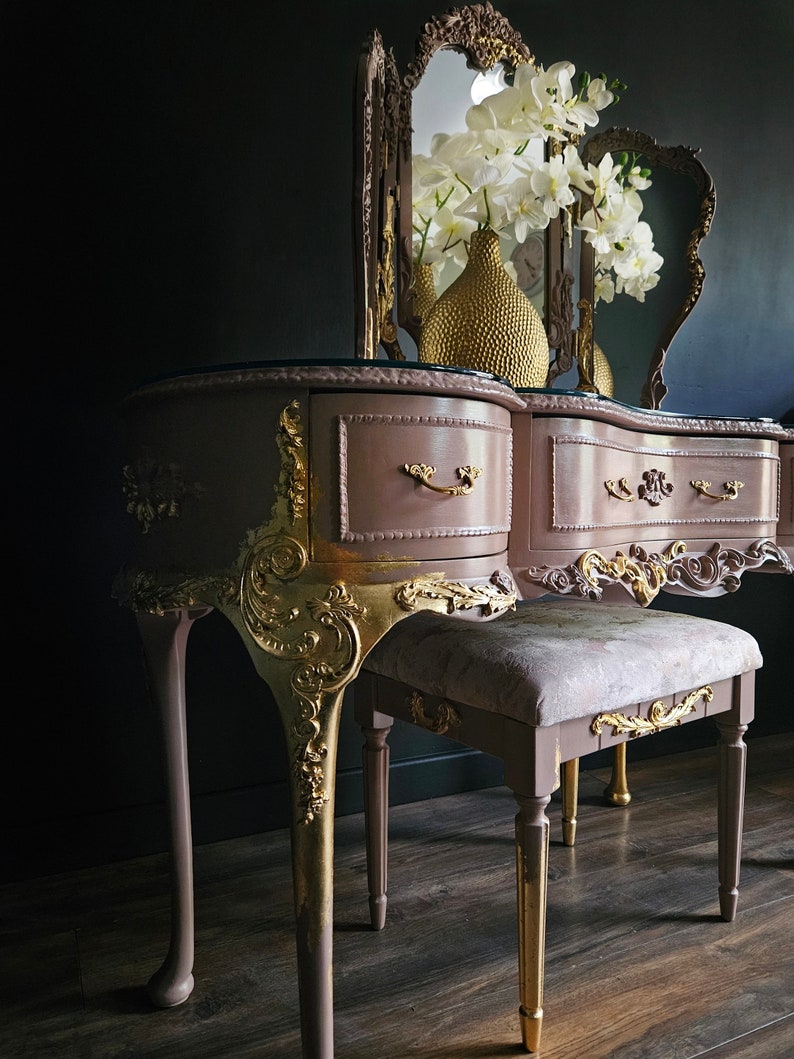 SOLD SOLD ,french Style Dressing Table With Mirror and Stool - Etsy