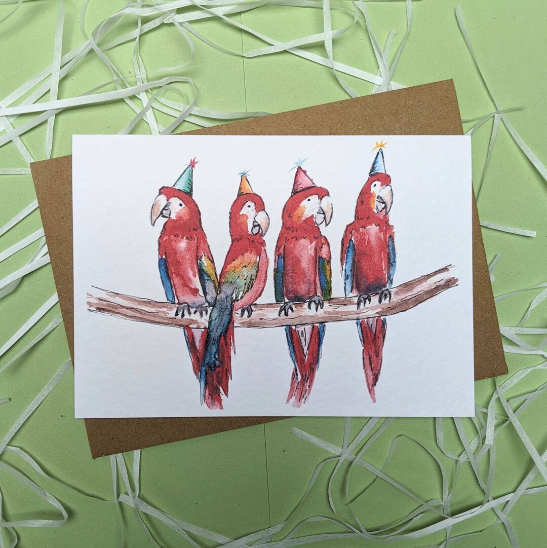 Party Parrots Birthday Card - Etsy